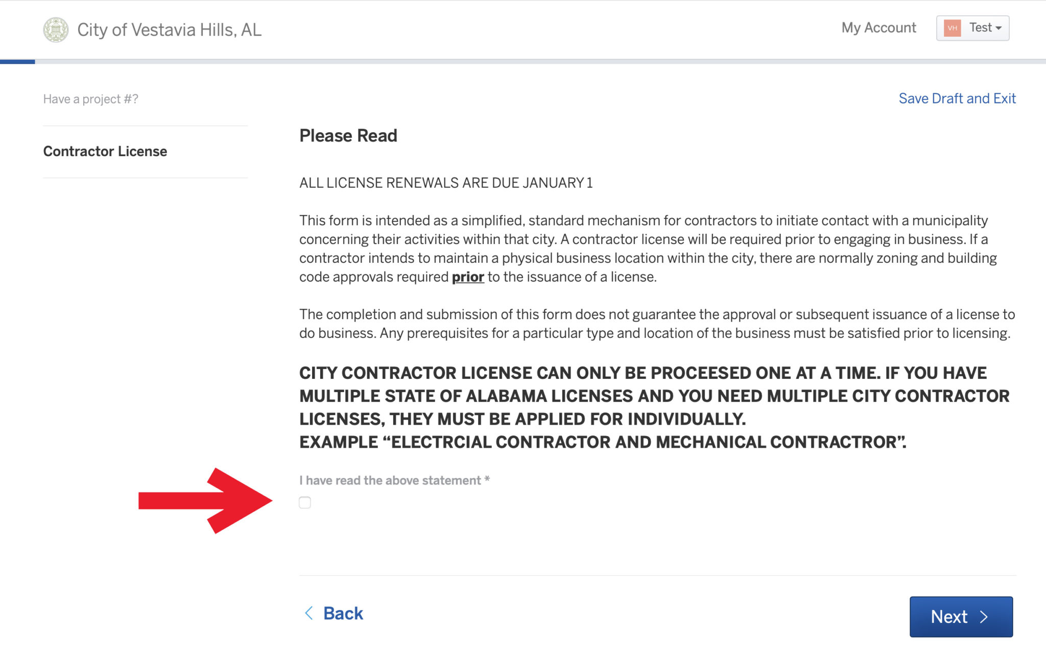 Contractor License Renewal | Vestavia Hills